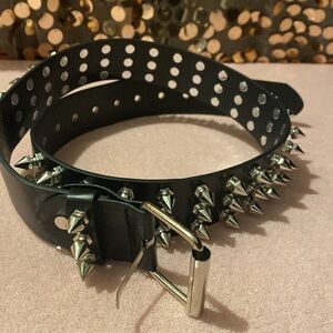 Accessories | Black And Silver Punk Goth Belt With Spikes 527 | Poshmark